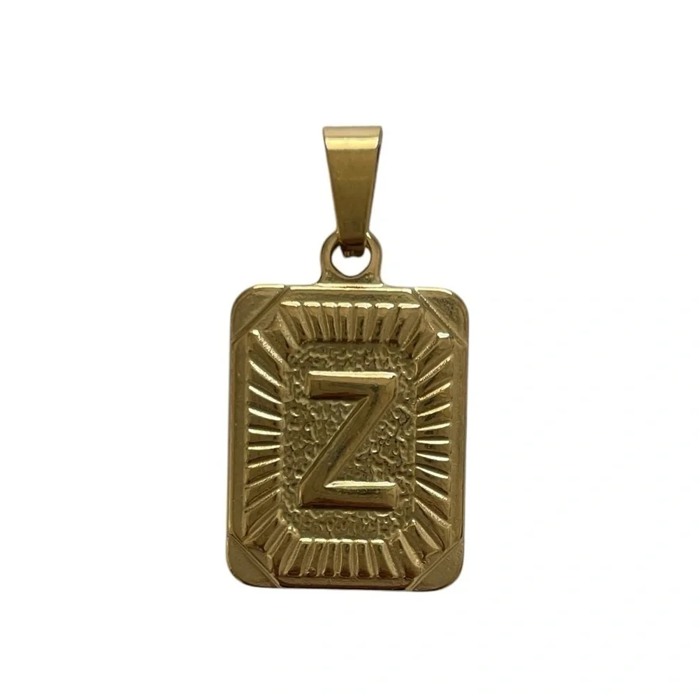 Jewelry | Stainless Steel Square Initial Z Letter Pendant | Poshmark